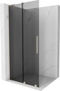 Mexen Velar L, posuvná sprchová zástěna Walk-in 100 x 200 cm, 8mm šedé sklo, broušená ocel, 871-100-003-43-97