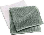 Bílé/zelené froté bavlněné ručníky v sadě 2 ks 50x50 cm Gourmet – douceur d'intérieur