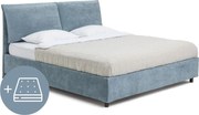 Modrá čalouněná dvoulůžková postel s úložným prostorem s matrací/s roštem 180x200 cm Myra Pillow – Bonami Selection