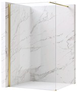 Bezrámová sprchová zástěna REA FLEXI GOLD BRUSH 80 cm, zlatá kartáčovaná/transparent - bez vaničky