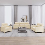 3dílná sedací souprava s poduškami krémová textil 3201538