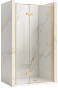 Jednokřídlé sprchové dveře REA ATLAS LEVÉ 80 cm, zlatá kartáčovaná/transparent - bez vaničky