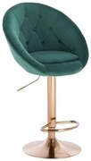 LuxuryForm DESIGN Barová židle VERA VELUR na zlaté kulaté podstavě - zelená