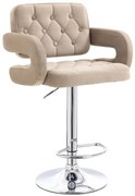 LuxuryForm DESIGN Barová židle ADRIA VELUR s kulatou stříbrnou podstavou – latte