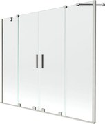 Mexen Velar Duo, 2-křídlová posuvná vanová zástěna 180 x 150 cm, 8mm čiré sklo, broušená ocel, 896-180-000-02-97