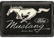Postershop Plechová cedule: Ford Mustang (Horse Logo Black) - 30x20 cm