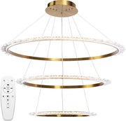 Toolight Toolight, LED křišťálové závěsné svítidlo + dálkové ovládání APP1202-CP, zlatá, OSW-05480