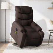 Elektrické zvedací masážní polohovací křeslo tmavě hnědé textil 3206677