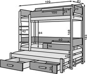 ADRK Furniture Patrová třílůžková postel s matracemi QUEEN 180x80 CH-QUE-PN_W-M-180