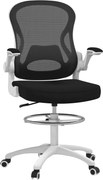 Ergonomická kancelářská židle Vinsetto z prodyšné látky s nastavitelnou výškou a sklopnými područka, 59x65x110-130 cm, bílá a černá | Aosom