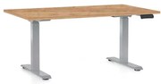 Výškově nastavitelný stůl OfficeTech D, 120 x 80 cm, šedá podnož, dub kraft