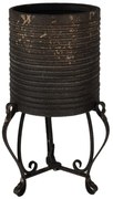 Černo-zlatý obal na květináč na dekorativnách nohách – 29x53 cm
