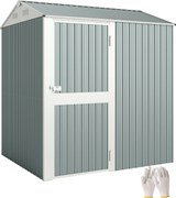 Outsunny kovový zahradní domek na nářadí 3,5 m² – vysoký uzamykatelný se štítnou střechou, větráním a rukavicemi v balení, 209 x 177 x 236 cm, světle
