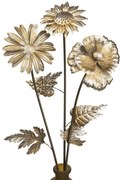 Zapichovací zahradní dekorace Flowers, sada 3ks, 74 cm, kov, zlatá