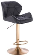 LuxuryForm DESIGN Barová židle MILANO na zlaté kulaté podstavě - černá