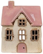 Béžový keramický svícen na čajovou svíčku domek Amster Village - 13*10*16 cm