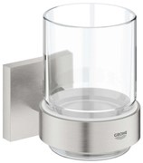Grohe QuickFix Start Cube - Sklenka na kartáčky a pastu, s držákem, sklo/supersteel 41097DC0