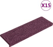 Schodové rohože 15 ks 65 x 21 x 4 cm tmavě fialové s obdélníkovým okrajem 326205