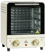 HOMCOM Mini trouba 15l s konvekcí 1000W 60-230°C, 1hodinový časovač, trouba na pizzu včetně plechu a tácu na drobky, krémově bílá | Aosom.de