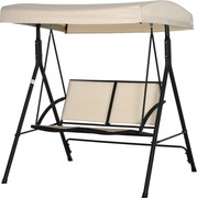 Zahradní houpačka pro 2 osoby s nastavitelnou markýzou a textilním sedákem, 140x118x162cm Béžová | Aosom