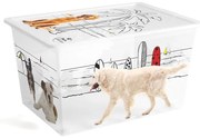 Bílý plastový úložný box s víkem 55x39x31 cm C Box Style – KIS