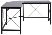Počítačový stůl HOMCOM Rohový stůl ve tvaru L 150x150x76cm MDF černý, moderní rohový stůl pro kancelář a domácí pracovnu