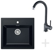 Franke Sety - Kuchyňský set T25, tectonitový dřez SID 610, černá + baterie FP 9000, onyx NEW 114.0366.029