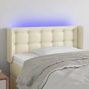 Čelo postele s LED krémové 93 x 16 x 78/88 cm umělá kůže