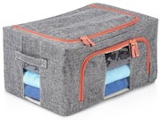 VILDE Látkový pevný box pro uskladnění textilu, šedý PILLOW 40x 30 x 20 cm (22l)