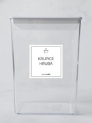 KRUPICE HRUBÁ– průhledná samolepka na dózu, základní písmo, 5 × 5 cm | DomaLEP