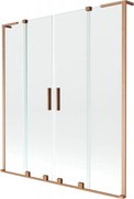 Mexen Velar L Duo, 2-křídlová posuvná vanová zástěna 140 x 150 cm, 8mm čiré sklo, měděná matná, 896-140-003-02-65