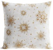 MARKIZETA Vánoční dekorační povlak na polštář 40x40 Velvet white gold snowflakes PBN160/POP/001/040040/1