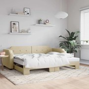 Válenda s přistýlkou krémová 90 x 200 cm textil 3197638