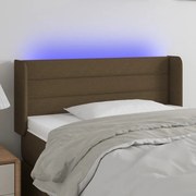 Čelo postele s LED tmavě hnědé 83 x 16 x 78/88 cm textil