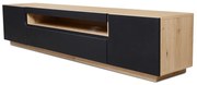 TV stolek Loftia 200 cm dvoudveřový s výklenkem - dub artisan / černý mat