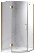 BPS-koupelny Pětiúhelníkový sprchový kout HYD-PK10B 90x90 zlatá/transparent - bez vaničky