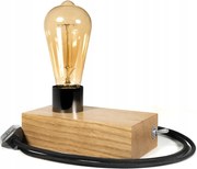 Noční Lampa Stolní Edison Dub přírodní 16x9 CM Retro žárovka E27 40W
