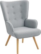 HOMCOM Křeslo s Boucle Potahem, Moderní Čalouněné Křeslo se Dřevěnými Nohy, Ergonomické Opěradlo a Područky, pro Jídelnu, Obývací Pokoj, Ložnici, Kanc