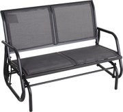 Outsunny Zahradní Houpací Lavice pro 2 Osoby s Houpacím Mechanismem, Vyrobená z Kovové Konstrukce, Nosnost až 200 kg, Zahradní Nábytek pro Zahradu, Te