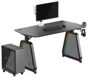 Herní stůl UTRADESK BOOSTER - 136 cm, podsvícený, černý