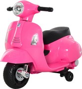 HOMCOM Elektrická Vespa Motorka pro Děti 18-36 Měsíců, 6V Baterie, S Hlavním Světlem, Klaksonem a 4 Koly, Dětská Motorka s Licencí 66.5x38x52 cm Růžov