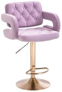 LuxuryForm DESIGN Barová židle ADRIA VELUR na zlaté kulaté podstavě - levandule