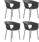 Zahradní židle sada 4 ergonomických balkónových židlí s výřezem v područce odolné proti povětrnostním vlivům tmavě šedé barvy
