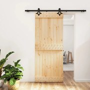 Posuvné Dveře S Kováním 85 X 210 Cm Masivní Borové Dřevo