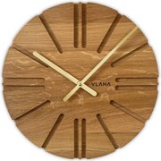VLAHA Dubové hodiny ATELIER vyrobené v Čechách se zlatými ručkami ⌀32,5cm