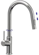 Invena Farsala, dřezová baterie s výsuvnou 2-funkční výlevkou h-433, chromová, INV-BZ-40-U01-S