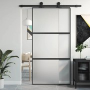 Posuvné dveře černé 102,5 x 205 cm tvrzené sklo a hliník 155200
