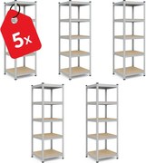 Akce 5x Regál 180x40x40 cm zinkovaný 5-policový, nosnost 875 kg
