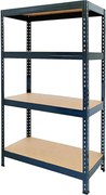 Regál 150x70x30 cm lakovaný 4-policový, nosnost 700 kg, RIVET - černý