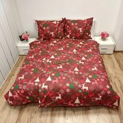 Povlečení bavlněné Vánoční povlečení Sváteční mix červený TiaHome - 1x Polštář 90x70cm, 1x Přikrývka 140x200cm